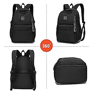 Reqinqin Kids Backpack Girls and Boys Waterproof School Backpack Suitable for Age for Over 6 years old Lightweight Travel Children Black backpack (Black)
