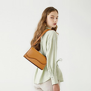 Telena Shoulder Bag for Women, Vegan Leather Women's Shoulder Purses Handbags with 2 Removable Strap Crossbody Bag Purses Brown