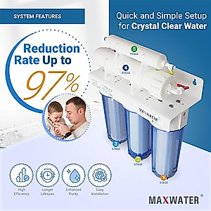 Max Water 5 Stage 100 GPD (Gallon Per Day) RO (Reverse Osmosis) Standard Water Filtration System - Under-Sink/Wall Mount (with 1.5 yrs Replacement Filters) - Model : RO-5C1