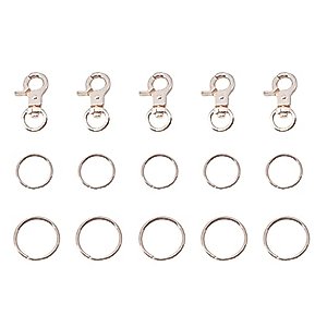 Ruwado 5 Pcs Dog Tag Clips with 5 Pcs 3/4 Inch Keychain 5 Pcs 1 Inch Keychain Gold Metal Dog Tag Rings for Pet Kitten Cat Collars ID Holder Harnesses