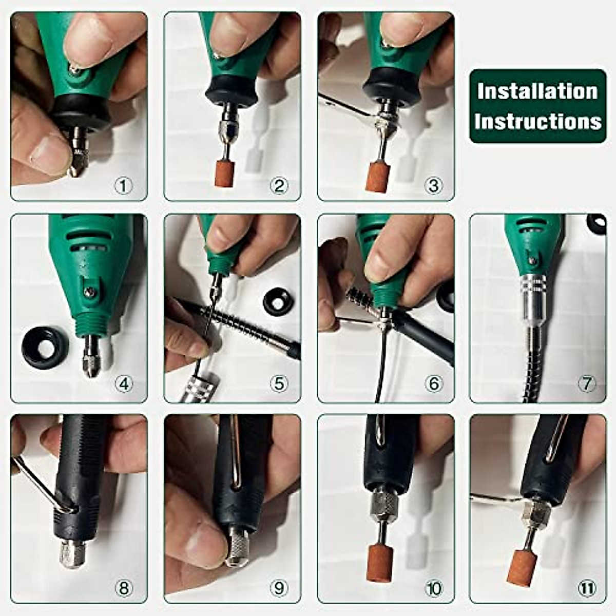 Kitajun Rotary Tool Kit, 5 Speed Adjustments 10000-37000RPM, Equipped with Flex Shaft and Multifunctional Chuck, 218 Accessories, Power Multipurpose Set for Craft Projects and DIY Creations