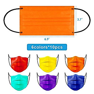 60PCS Disposable Face Mask Unisex Fashion Covering 4-Layer 6 Solid Colors Individually Sealed Nonwoven Skin-Friendly Breathable Comfortable for Men Women