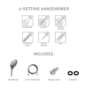 Moen 3662EPBL Engage Magnetix Six-Function 5.5-Inch Handheld Showerhead with Magnetic Docking System, Matte Black