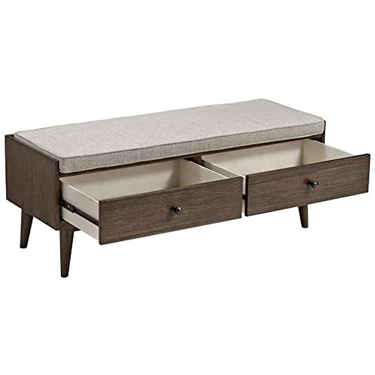 Signature Design by Ashley Chetfield Upholstered Mid-Century Modern Storage Bench, Brown