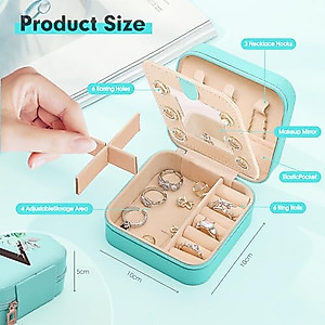 Yogeaw Small Travel Jewelry Holder Organizer - A Initial Mini Jewelry Box | Travel Essentials Case for Women Girl | Personalized Blue Jewelry Case | Christmas Back to School Graduation Birthday Gifts