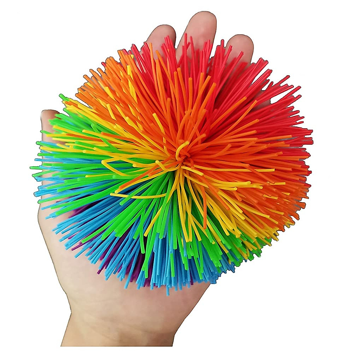 2 Packs Colorful Super Silicone Big Ball 4.7 inches, Monkey String Balls Koosh Balls Sensory Fidget Set,Rainbow Pom Ball, Colorful Bouncy Ball ,Stress Ball, Sensory Balls