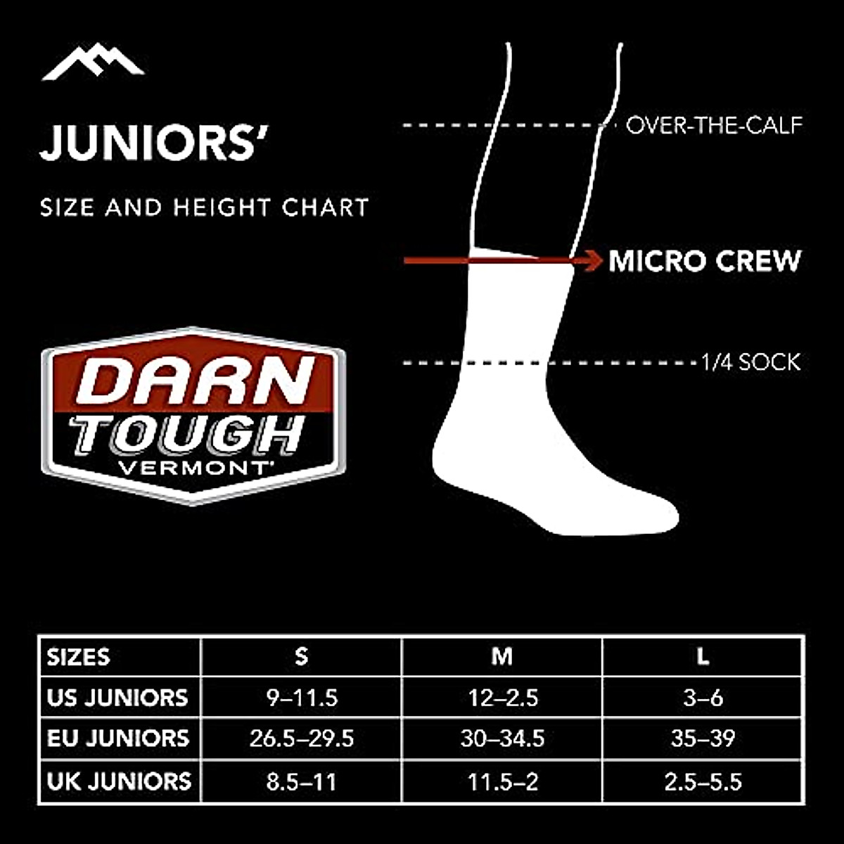 Darn Tough Light Hiker Jr. Micro Crew Lightweight with Cushion (Style 3023) - Denim, Large