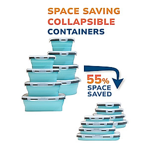 Lunememo 8 Pack Collapsible Silicone Food Storage Containers with Lids, Freezer & Dishwasher Safe, Foldable Lunch Box for Camper, Leftovers, Snacks, Meals