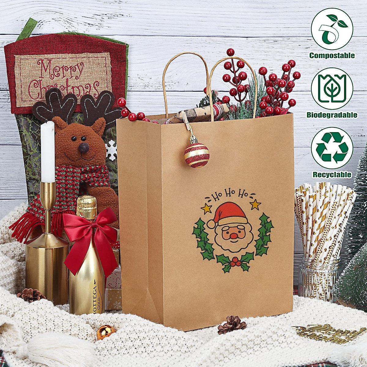 Moretoes 90pcs Kraft Paper Bags 10x5x13 Inches Brown Paper Gift Bags with Handles Bulk, Shopping Bags, Retail Bags for Small Business, Birthday Wedding Party Favor Bags, Merchandise Bags