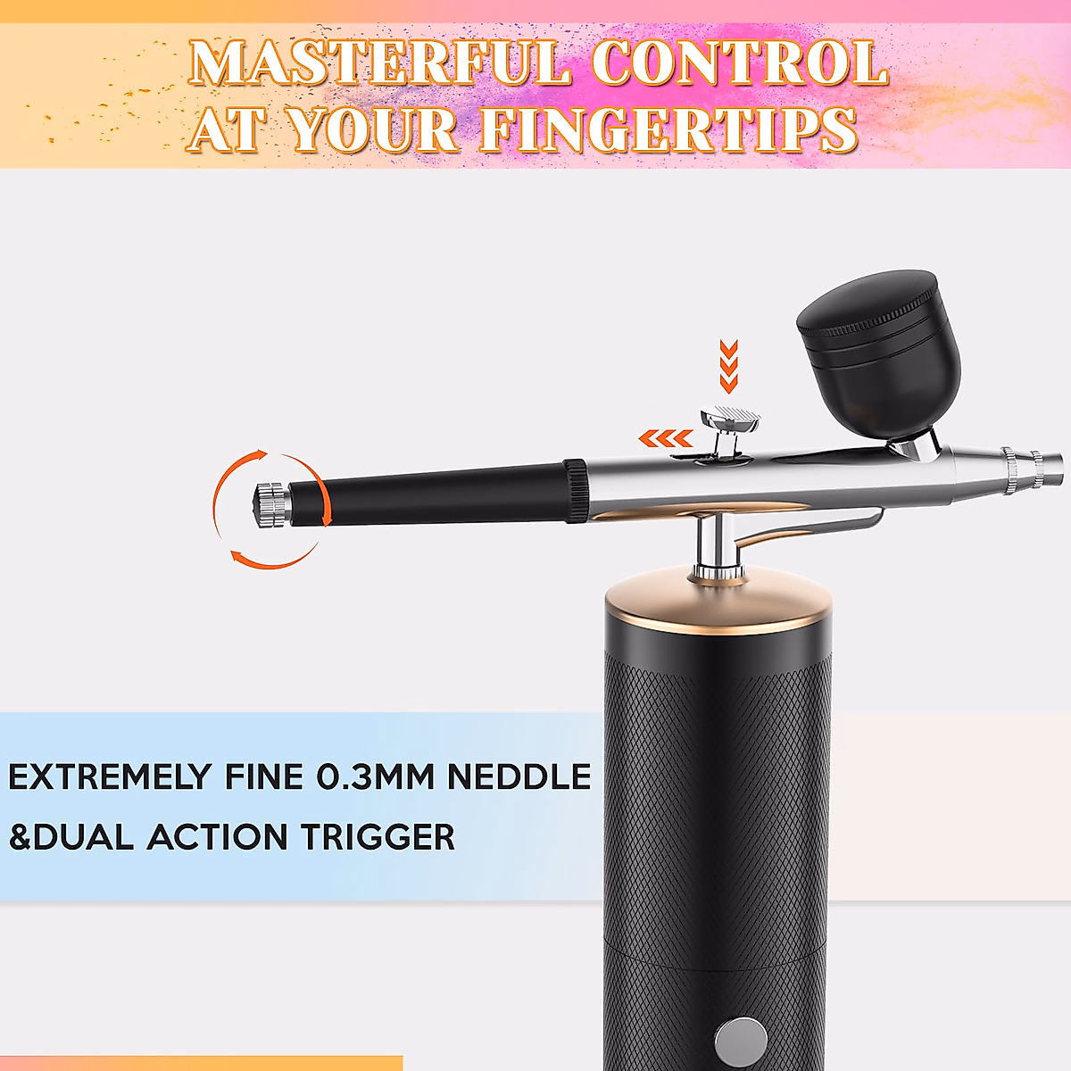 Uthlusty Cordless Airbrush Kit, Airbrush Kit with 0.3mm Tip, Handheld Rechargeable Air Brush with Compressor for Makeup, Nailart, Painting, Cake, Cookie, Model