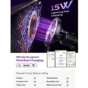 LISEN for 15W MagSafe Car Mount Charger,Universal iPhone Magnetic Wireless Car Charger,MagSafe Charging Mount Wireless for iPhone 16 Pro Max Accessories Fits iPhone 16 15 14 13 12,Matte Sliver