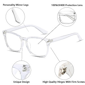aisswzber Unisex Stylish Square Non-Prescription Eyeglasses Clear Lens Glasses