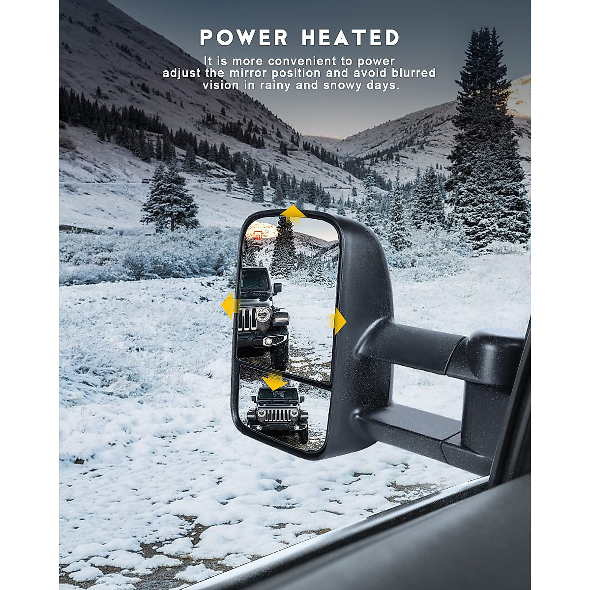 OCPTY Rearview Mirrors, Power Heated Towing Mirrors for 2014-2018 for Chevy Silverado 2014-2018 for GMC Sierra with Black Housing