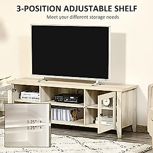 HOMCOM Modern TV Stand, Entertainment Center with Shelves and Cabinets for Flatscreen TVs up to 60" for Bedroom, Living Room, Oak