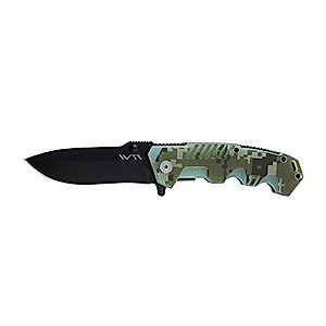 BGT Folding Pocket Knife 3.4 Inch Black Blade and Lightweight G10 Handle Survival Tool Knives Carry Velvet Bag, Sharpener (Camo)