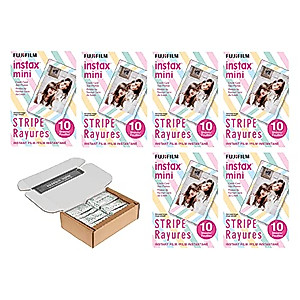 Fujifilm Instax Mini Stripe Instant Film 6 Packs of 10 Shots Bulk Pack