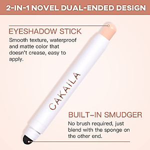 LOKFAR Cream Eye-Shadow Stick, Waterproof Cream Eyeshadow Pen Rotatable Creamy Eye Shadow Pencil Crayon, Matte and Shimmer Eyeshadow Makeup Stick with Sponge Smudger (12# Matte Pinkish White)