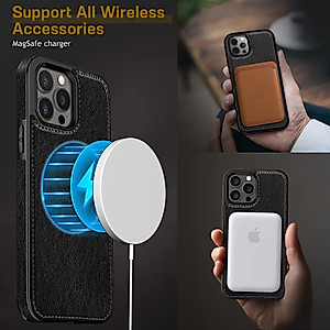 LOHASIC for iPhone 13 Pro Max Case Leather Compatible with Magsafe, Slim Business PU Non-Slip Grip Rugged Bumper Shockproof Full Body Protective Cover Phone Cases for iPhone 13 Pro Max 6.7" - Black