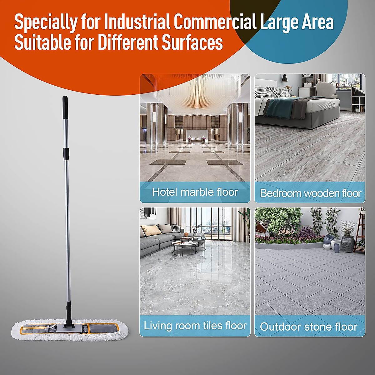 Commercial 24" Dust Mop Pads 2 Pieces Just Fit CLEANHOME Commercial Dust Mop,Grey