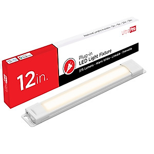 UltraPro 12 inch Plug-in Linkable Under Cabinet Lights, High/Low/Off, Warm White Light (2700K), LED Under Cabinet Lighting, Under Counter Lights for Kitchen, 44105