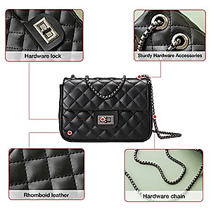 Women Leather Crossbody Satchel Bag Small Tote Shoulder Handbags Quilted Bag (black1)