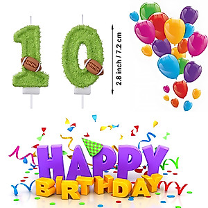 VSHILI 10 Birthday Candles, 10th Cake Candles, Green Happy Birthday Number 10 Candles Cake Topper Decorations for Party Kids Boys Girls