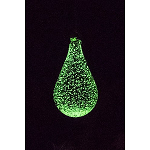 Artisan Crafts and Design 7” Glow in The Dark Hand-Blown Teardrop Glass Ornament Indoor and Outdoor Garden Decor