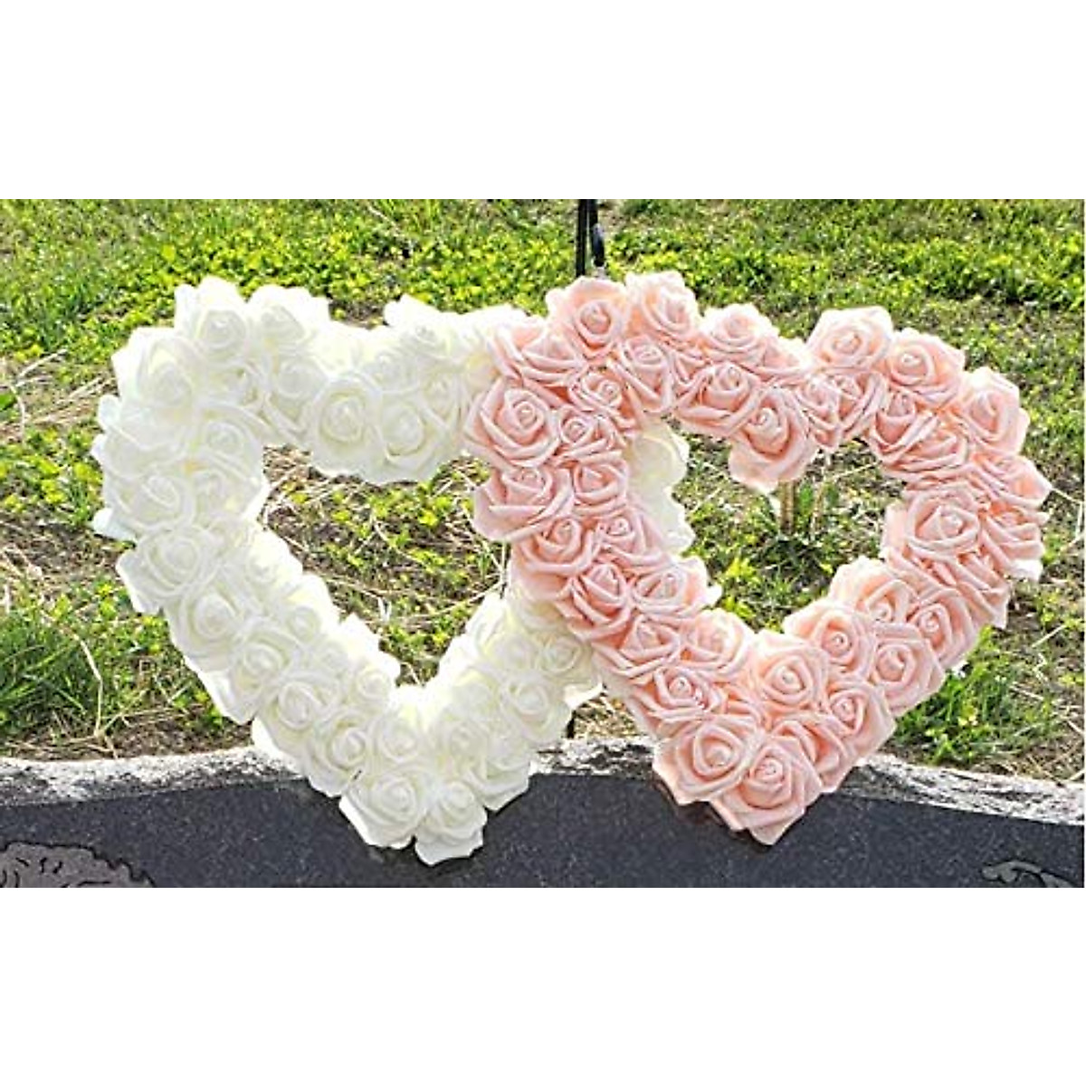 Lightingsky 100pcs 3 x 1.6 x 3 inches DIY Real Touch 3D Artificial Foam Rose Head Without Stem for Wedding Party Home Decoration (100pcs, White-100PCS)