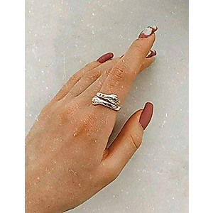 New 925 Sterling Silver European and American Jewelry Love Hug Ring, Adjustable Romantic Love Hugging Hands Open Ring for Women & Men (2PCS)