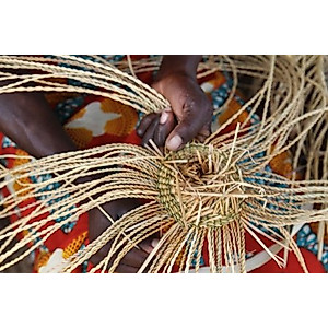 Fair Trade Ghana Bolga African Dye- Free Medium Yikene Tote 12-15" Across, 67643