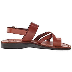 Amos - Leather Ankle Strap Flat Sandal - Honey