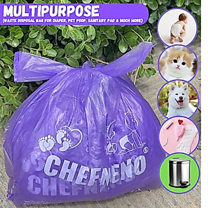 Baby Diaper Bag Disposable (600 Count) Fresh Baby Powder Scented Easy Tie Handles Bulk Diaper Sacks Disposable Dog Poop Waste Bags Cat Litter Clump & Poop Bags Sanitary Pad Waste Bags (600 Bags)