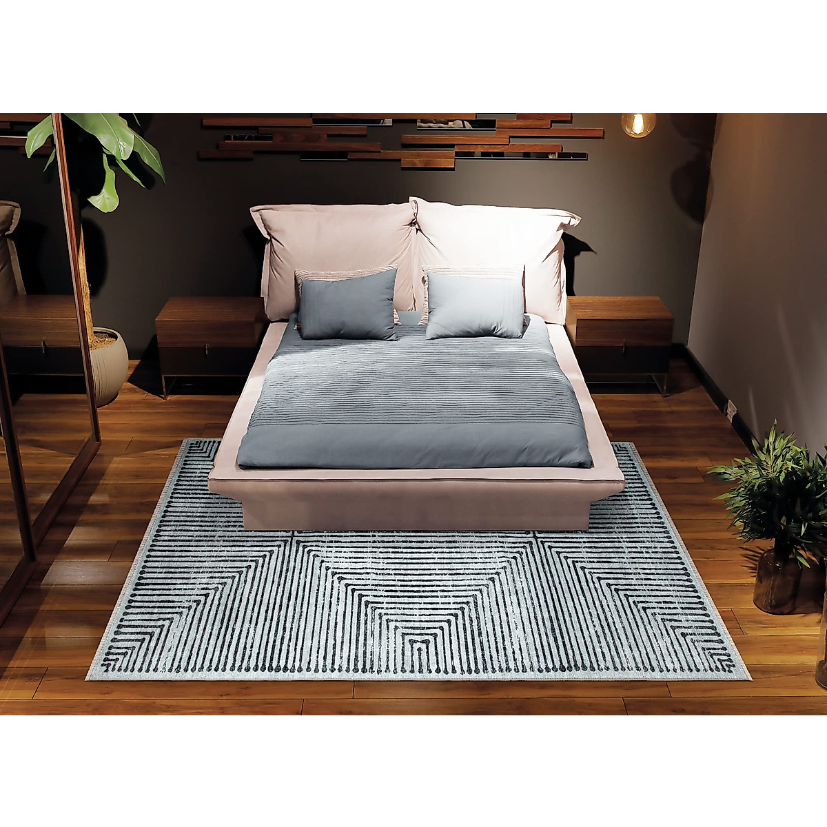 Bloom Rugs Caria Washable Non-Slip 9x12 Rug - Ivory/Black Striped Area Rug for Living Room, Bedroom, Dining Room, and Kitchen - Exact Size: 9' x 12'