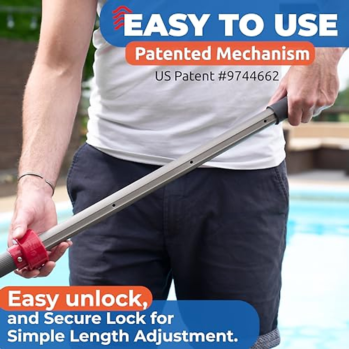[ Patented ] ProTuff Pool Pole, Telescopic 16ft - Never Sticks or Slips - Lifetime, No Cost Replacements - Heavy Duty Telescoping Pool Poles for Cleaning - Premium Pool Cleaning Equipment