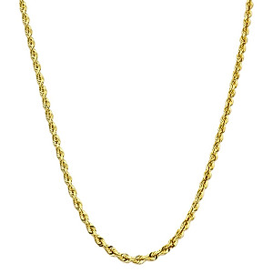 10K Yellow Gold 6mm 22" Diamond Cut Rope Chain Necklace with Lobster Lock