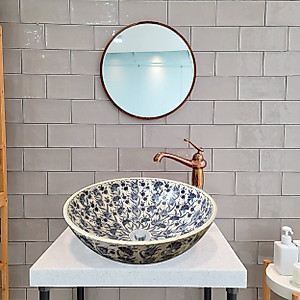 Bathroom Floral Vessel Sink, Ceramic Countertop Basin, Bowl Sink, Lavatory, Bathroom Remodel, Restroom Washbasin, Sink for Cafe, Washstand