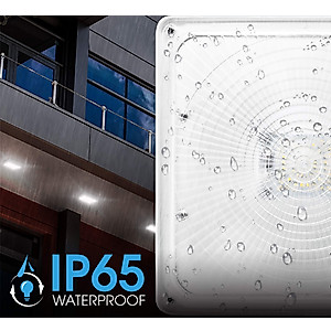 PARMIDA (4 Pack) LED Canopy Light, 45W, 0-10V Dimmable,110-277VAC, IP65 Waterproof, ETL-Listed, 5000K (Day Light), 9.6" x 9.6" Street, Area & Outdoor Lighting, White