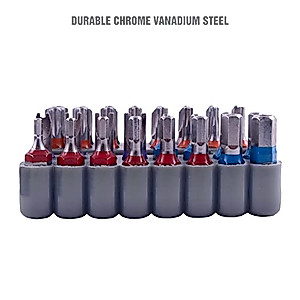 OEMTOOLS 25959 33 Piece Security Bit Set, Includes Spanner, Tri-Wing, Torq, Hex Security, and Tamper Proof Star Security Bits with 1/4 Inch Hex Bit Holder