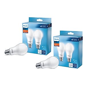 PHILIPS LED Basic Frosted Non-Dimmable A19 Light Bulb - EyeComfort Technology - 1500 Lumen - Soft White (2700K) - 14W=100W - E26 Base - Title 20 Certified - Indoor - 4-Pack