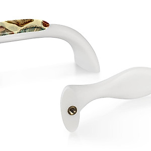 RODAILYCAY Shell 4 Packs Kitchen Drawer Pulls, Crystal Glass Cabinet Handles Pulls, Cupboard Door Knobs, Kitchen Hardware Pulls for Dresser Drawers