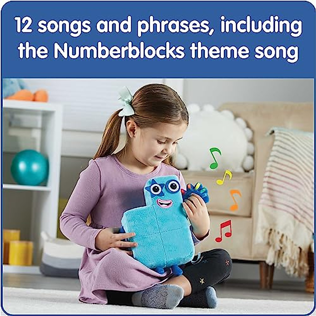 hand2mind Sing-Along Numberblock Five, Plush Singing Toys, Music Playing Stuffed Animals, Musical and Light Up Toys, Plush Interactive Toy Figures, Cartoon Plush Toys, Imaginative Play Toys