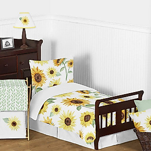 Sweet Jojo Designs Yellow, Green and White Sunflower Boho Floral Girl Baby or Toddler Nursery Fitted Crib Sheet - Farmhouse Watercolor Flower, You are My Sunshine