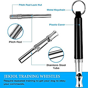 JEKJOL Pack of 2 Ultrasonic Dog Whistle, Professional Dog Whistle Training with Adjustable Frequencies to Recall, Dog Whistle to Stop Barking & Control Your Dog with Lanyard