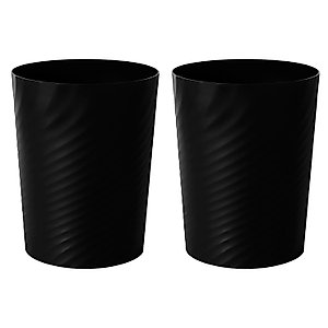 decorluxes Trash Cans, Plastic Small Trash Can, 1.8 Gallon Bedroom Trash Can, Office Trash Can, Waste Can for Bathroom (2, Black)