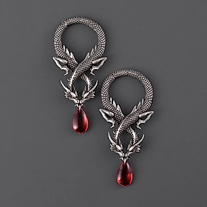 ERKUOO 1 Pair Double Dragon Ear Weights Hangers for Stretched Dangle Ears Gauges Cool Ear Tunnel Plug Earrings Stretcher Expander Piercing Jewelry Gift 8g(3mm)