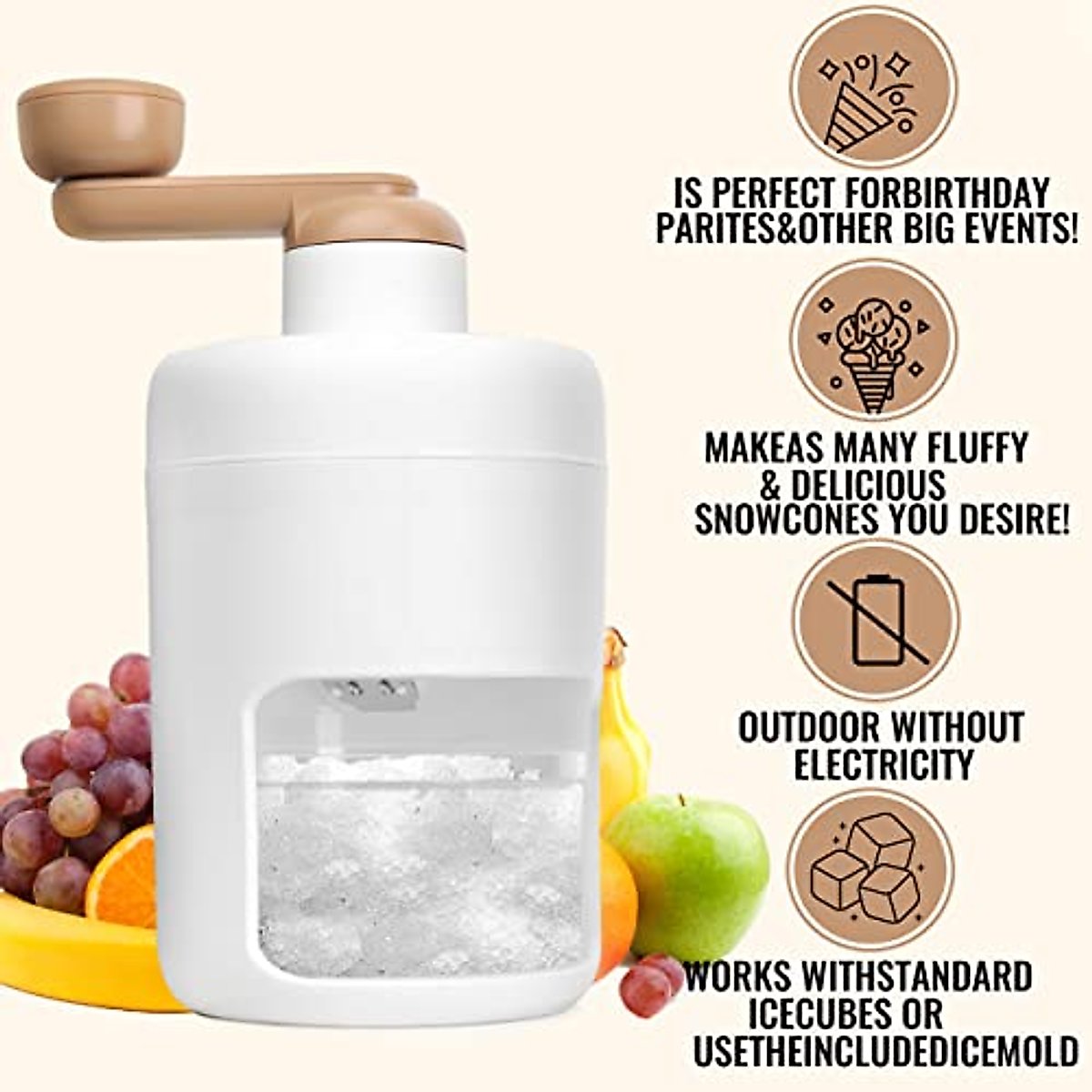 FILTA Shaved Ice Machines and Snow Cone Machine-Portable Ice Crusher and Shaved Ice Machine with Ice Cube Trays-BPA Free