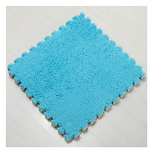 Interlocking Foam Mats, Fluffy Carpet Tiles, Plush Area Rugs, Interlocking Floor Tiles, Soft Playmat, Puzzle Floor Mat, 12x12x0.4inch - 12pcs(Color:Blue)