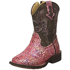 Roper Infants Cowbabies Glitter Aztec Boot, Pink, 4