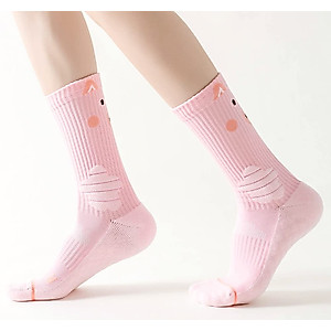 Angelteers Functional Sports Socks Animal Athletic Crew Socks for Women Big Kids (US, Alpha, One Size, Regular, Regular, Pink Cartoon Pig)