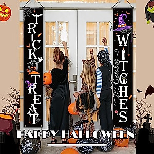 Preboun 3 Pairs Halloween Thanksgiving Christmas Porch Signs Banners Hanging Front Porch Door Decorations for Outside Yard Garland Party Supplies